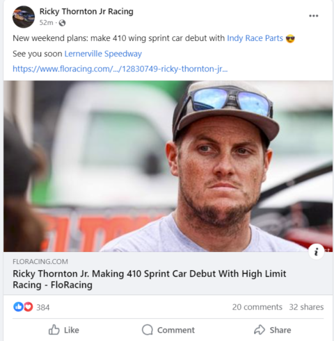 Ricky Thornton Jr. To Make 410 Winged Sprint Car Debut With High Limit ...
